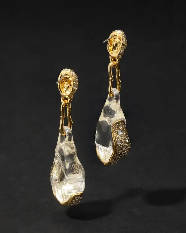 Alexis Bittar Liquid Lucite Crystal Pavé Pebble Drop Earrings