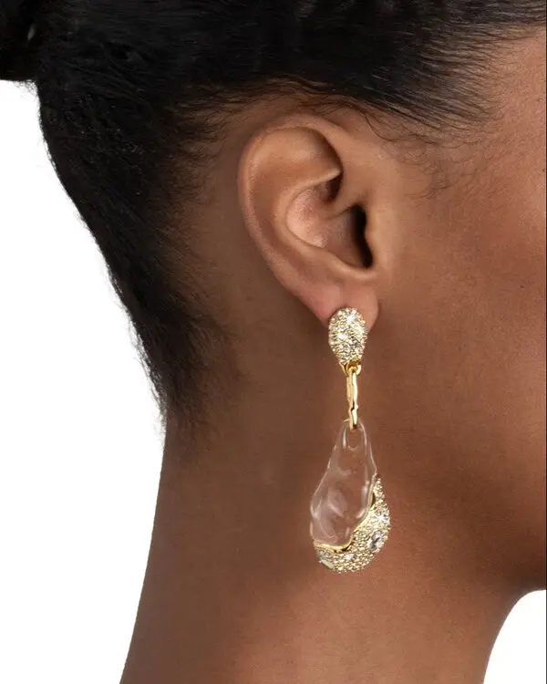 Alexis Bittar Liquid Lucite Crystal Pavé Pebble Drop Earrings
