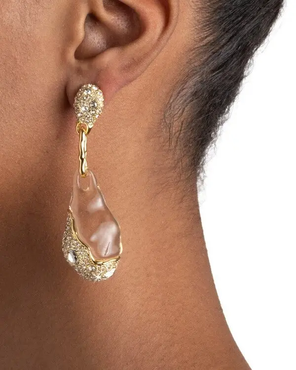 Alexis Bittar Liquid Lucite Crystal Pavé Pebble Drop Earrings