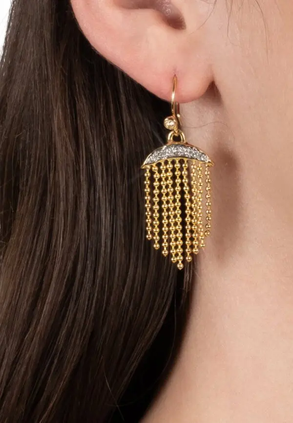 Alexis Bittar Solanales Crystal Petite Fringe Wire Earrings - Gold