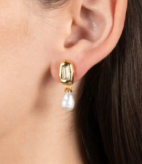 Alexis Bittar Crystal And Freshwater Pearl Drop Earrings - Gold