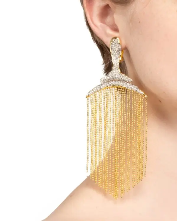 Alexis Bittar Solanales Crystal Large Fringe Chandelier Earrings - Gold