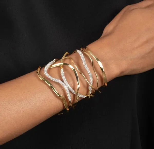 Alexis Bittar Solanales Crystal Intertwined Wide Cuff Bracelet