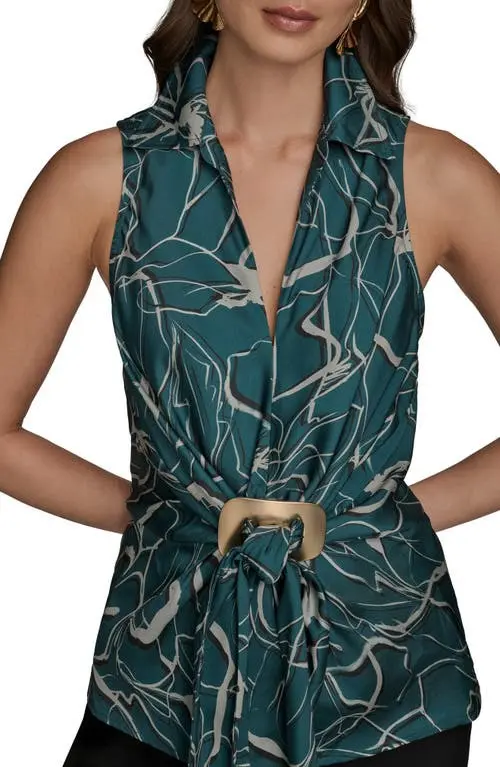 Donna Karan New York Floral Faux Wrap Sleeveless Top