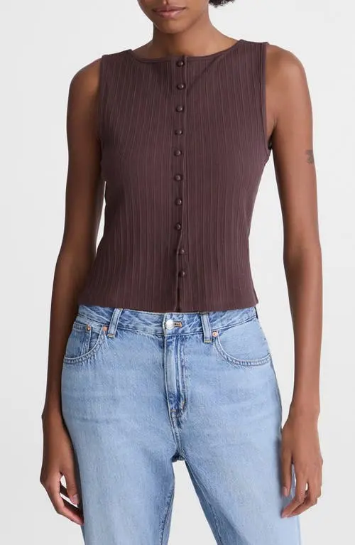 Madewell Ribbed Crewneck Vest Tank - Chocolate Plum