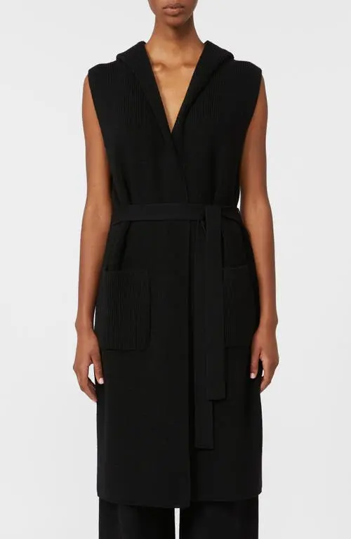 MM BY MAX MARA Badesse Sleeveless Wool Longline Hooded Wrap Sweater