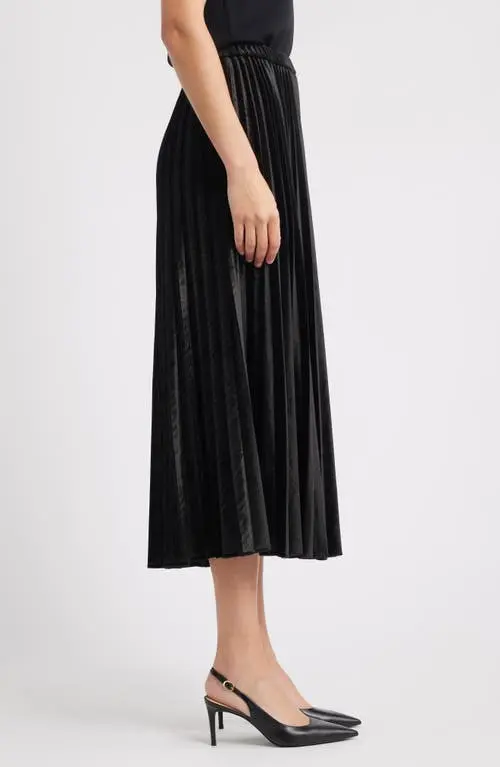 Anne Klein Pleated Velour Midi Skirt - Anne Black