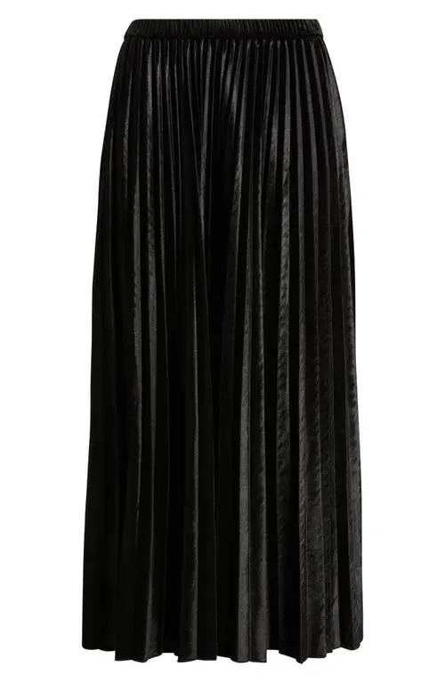 Anne Klein Pleated Velour Midi Skirt - Anne Black