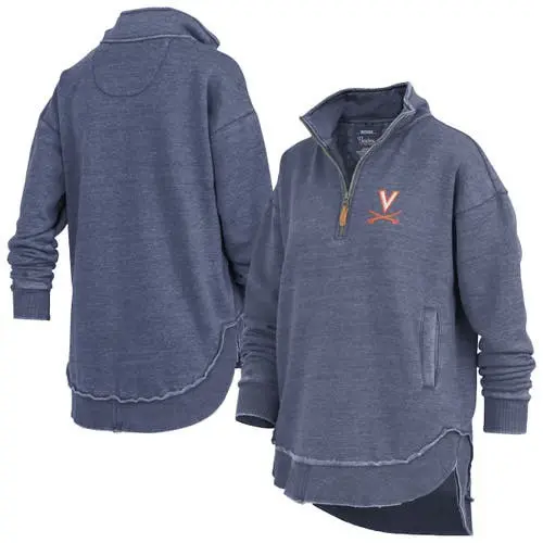 PRESSBOX Virginia Cavaliers Northfork Sojourn Poncho Quarter-zip Sweatshirt - Navy