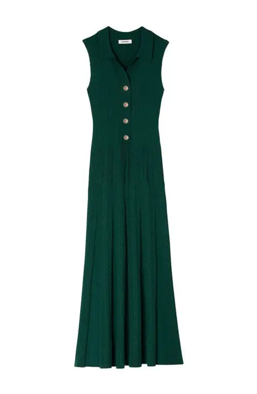 Sandro Sleeveless Knit Dress With Polo Neck
