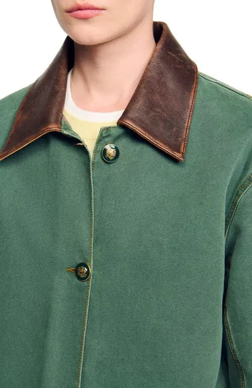 Sandro Quilted Workwear Jacket - Dark Green