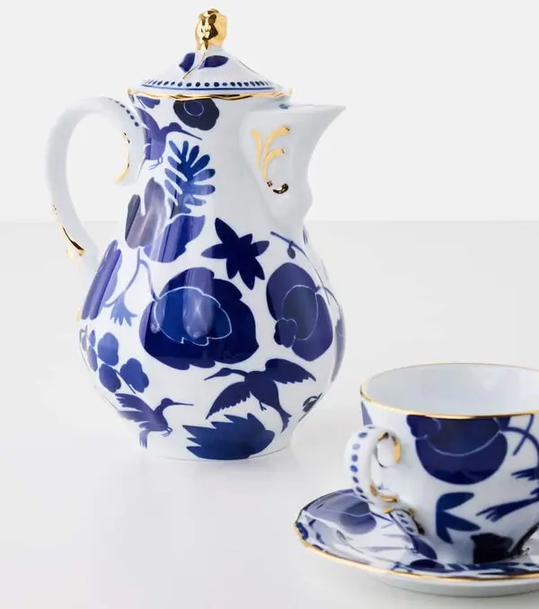 La DoubleJ Wildbird Blu Porcelain Teapot