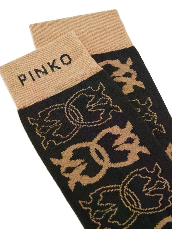 Pinko Love Birds Patterned Knee-high Socks - Black