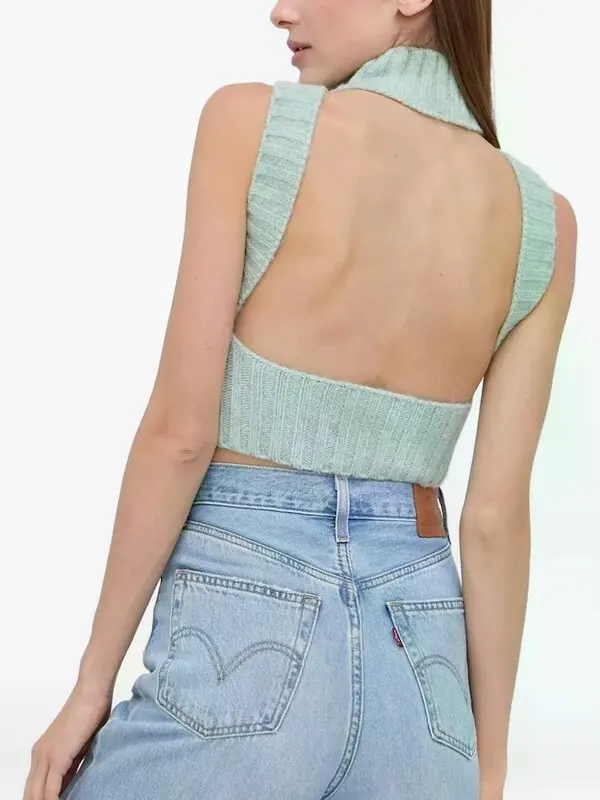 For Love & Lemons High-neck Open-back Knit Top