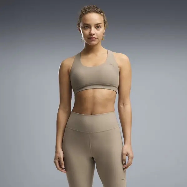 PUMA Cloudspun Ultra Soft Mid Impact Sports Bra - Beige