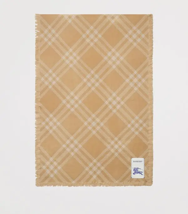 Burberry Wool-silk Wide Check Scarf - Beige