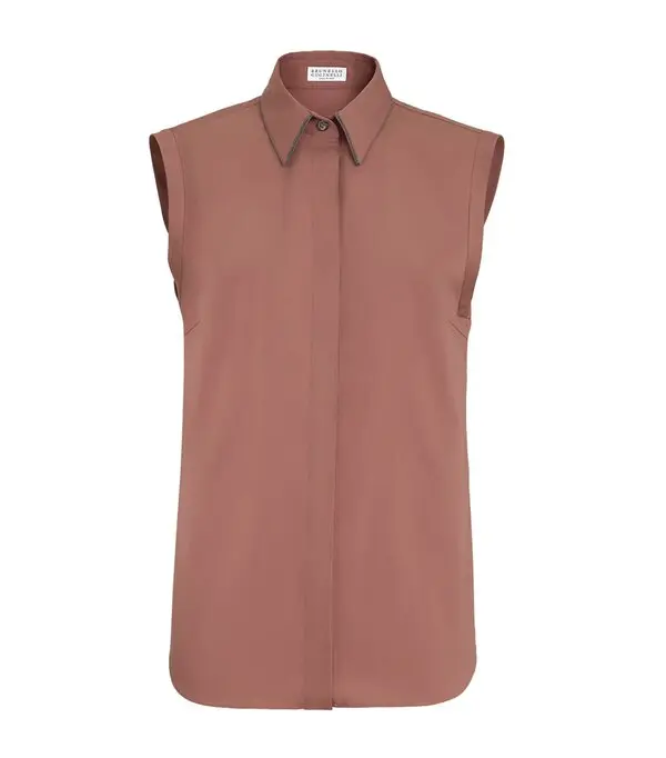 Brunello Cucinelli Stretch-cotton Poplin Shirt - Orange
