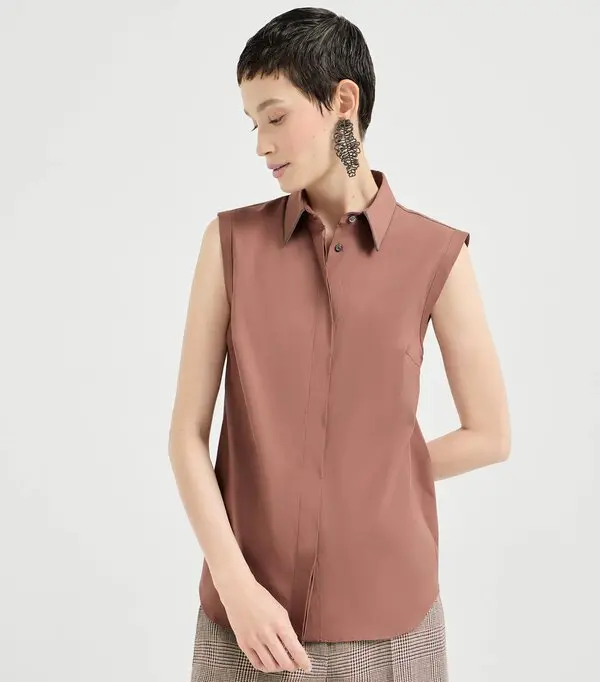 Brunello Cucinelli Stretch-cotton Poplin Shirt - Orange