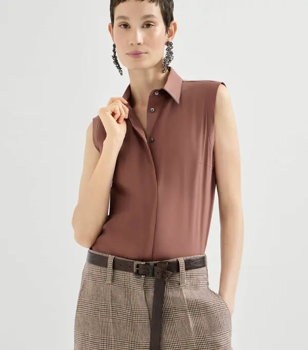 Brunello Cucinelli Stretch-cotton Poplin Shirt - Orange