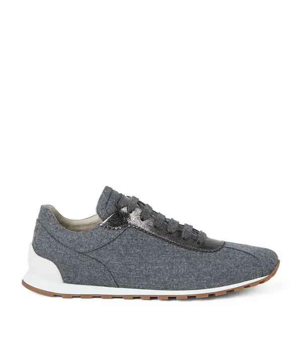 Brunello Cucinelli Wool Leather-trim Sneakers