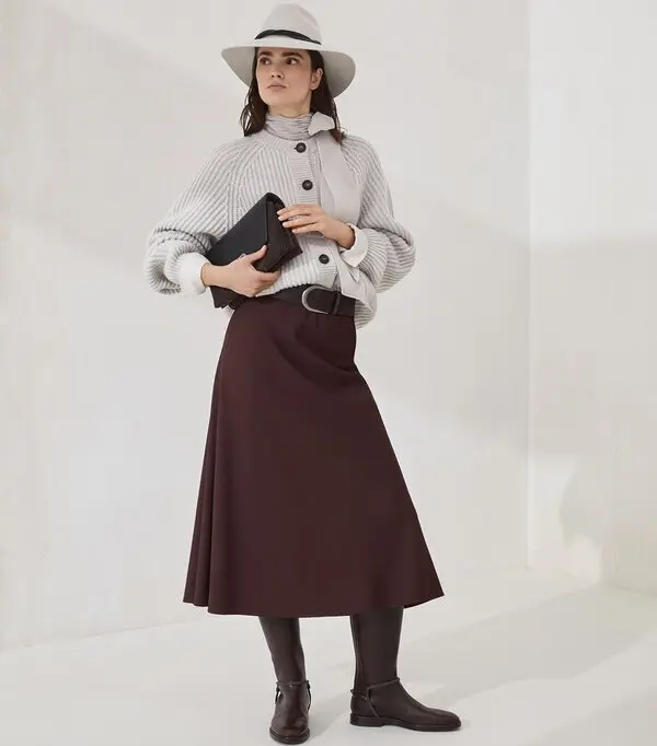 Brunello Cucinelli Virgin Wool-blend Twill Flute Skirt