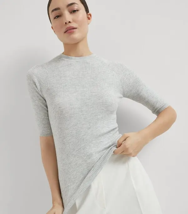 Brunello Cucinelli Cashmere Sparkling Short-sleeve Sweater