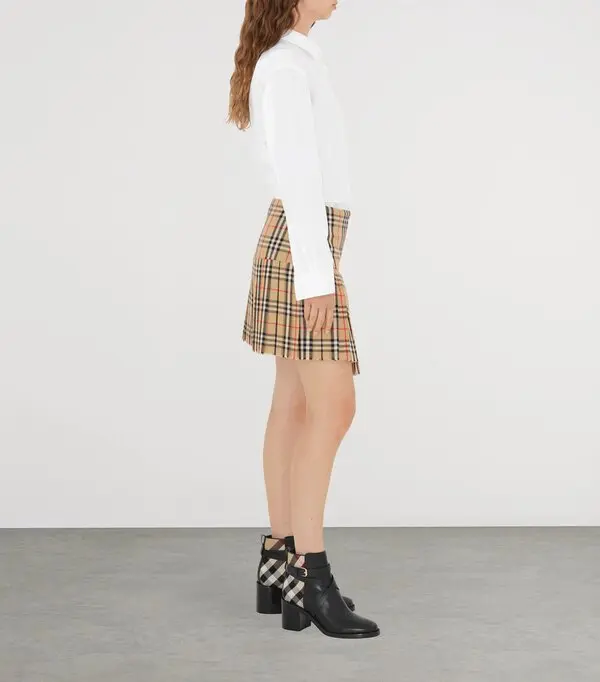 Burberry Wool Check Pleated Mini Kilt