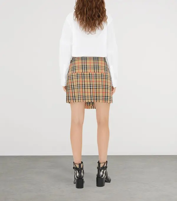 Burberry Wool Check Pleated Mini Kilt