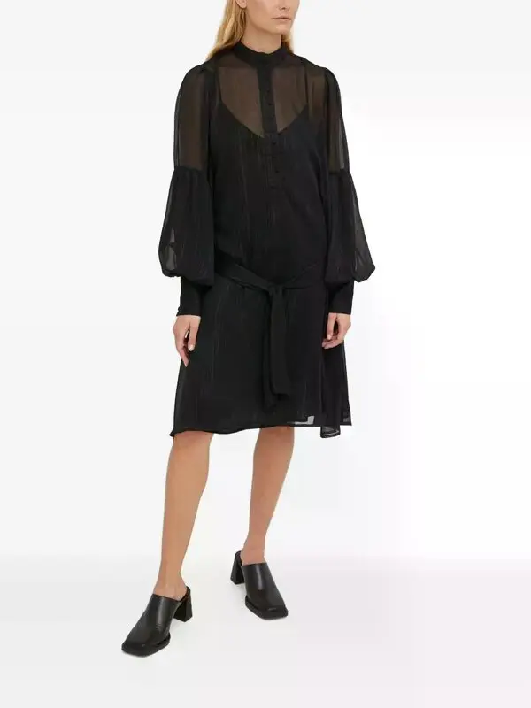 BRUUNS BAZAAR Metallic-stripe Midi Shirt Dress