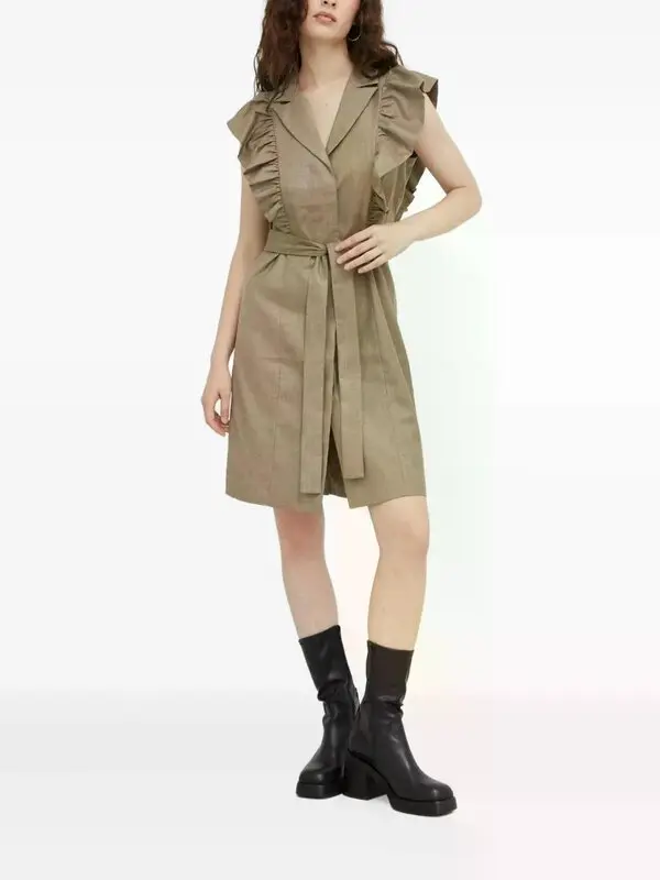 BRUUNS BAZAAR Ruffle-detail Belted Mini Dress