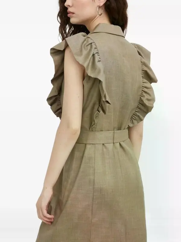 BRUUNS BAZAAR Ruffle-detail Belted Mini Dress