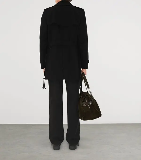 Burberry Cotton Kensington Short Trench Coat - Black