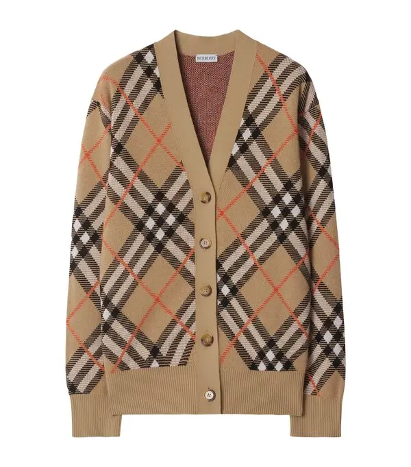 Burberry Wool-mohair Check Cardigan - Beige