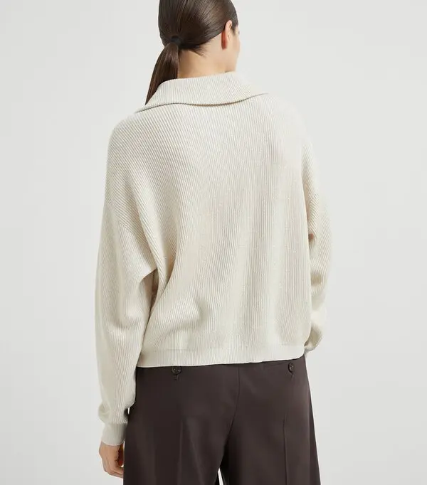 Brunello Cucinelli Cotton-blend Rib-knit Polo Sweater