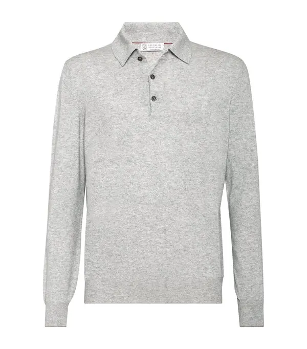 Brunello Cucinelli Cashmere Long-sleeve Polo Sweater - Grey