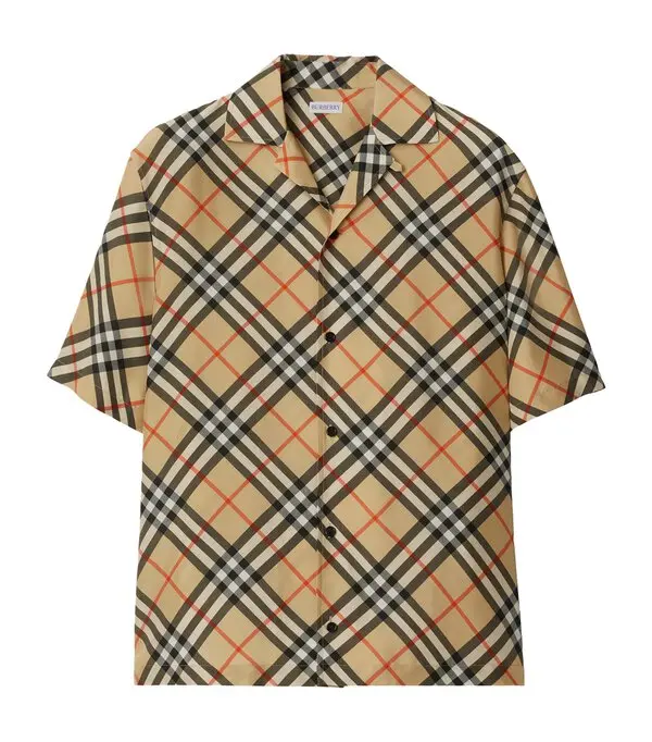 Burberry Oversized Silk Check Shirt - Beige