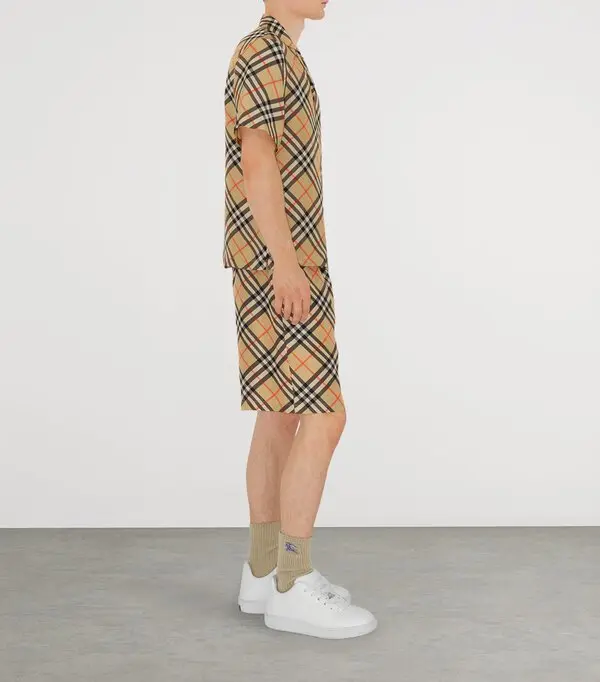 Burberry Oversized Silk Check Shirt - Beige