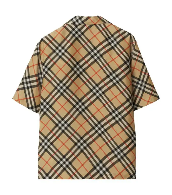 Burberry Oversized Silk Check Shirt - Beige