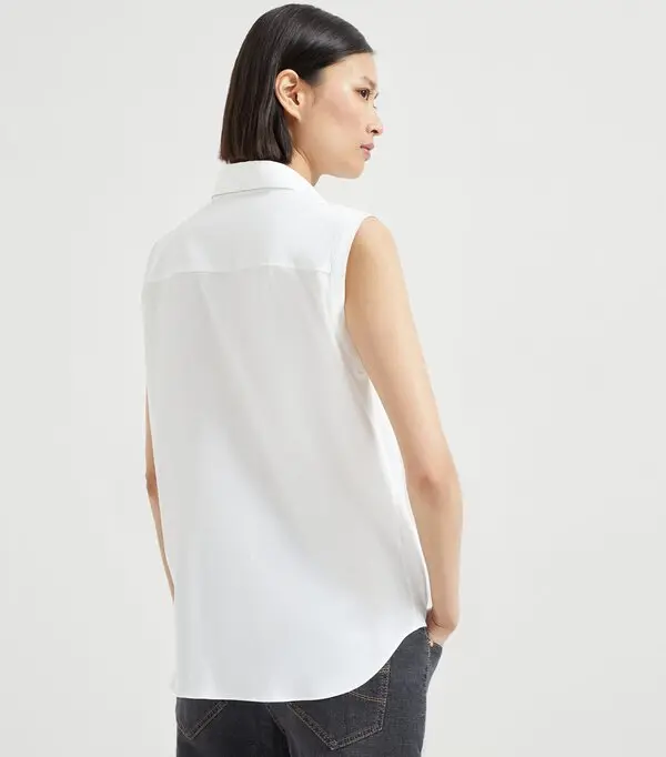 Brunello Cucinelli Stretch-cotton Poplin Monili Shirt - White