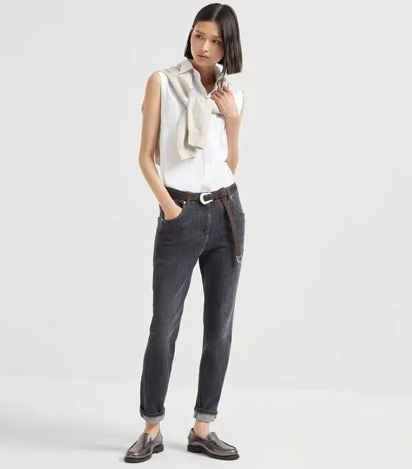 Brunello Cucinelli Stretch-cotton Poplin Monili Shirt - White