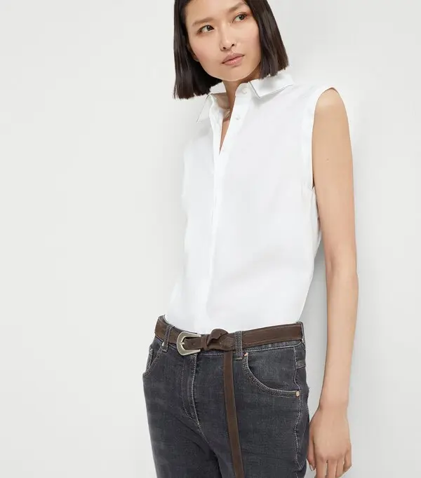 Brunello Cucinelli Stretch-cotton Poplin Monili Shirt - White