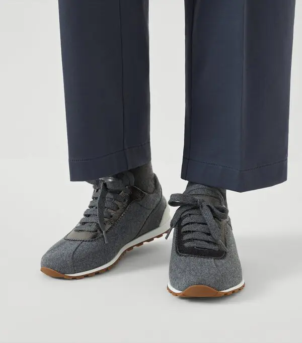 Brunello Cucinelli Wool Leather-trim Sneakers