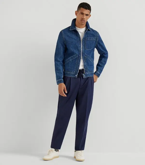 Brunello Cucinelli Virgin Wool Drawstring Leisure Trousers - Blue