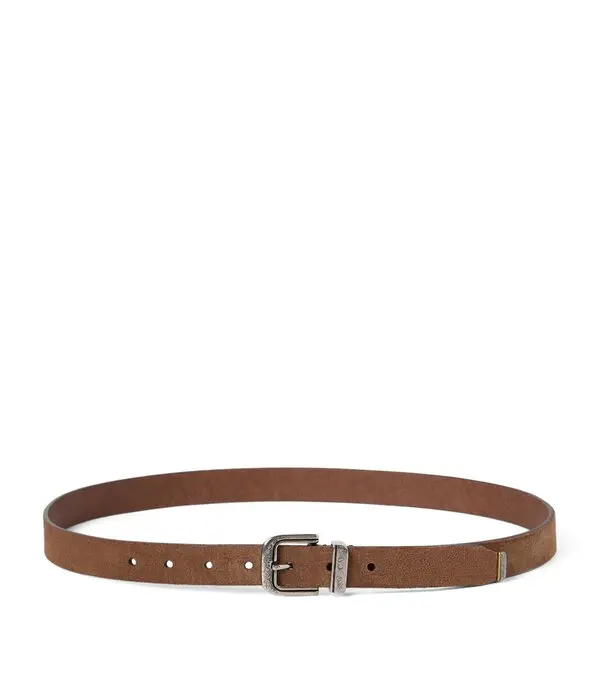Brunello Cucinelli Reversed Calfskin Belt - Brown