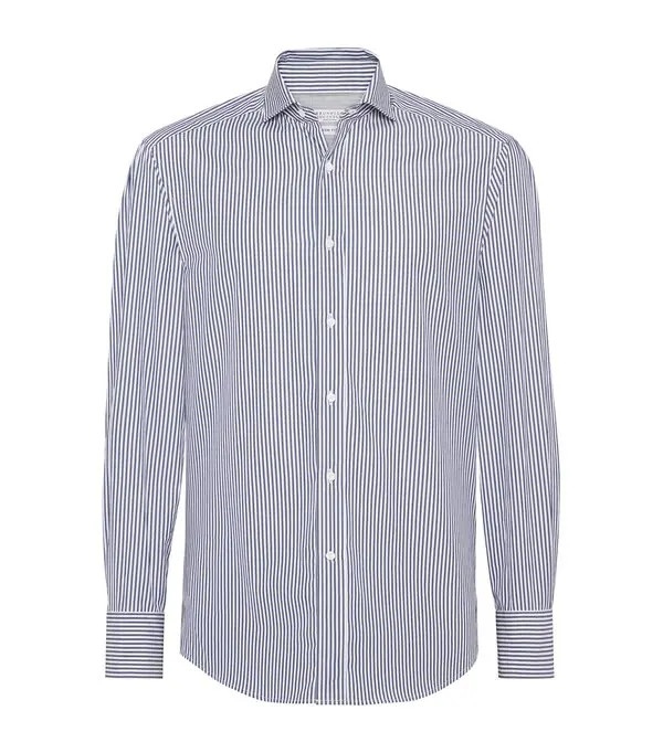 Brunello Cucinelli Cotton Stripe Shirt - Blue