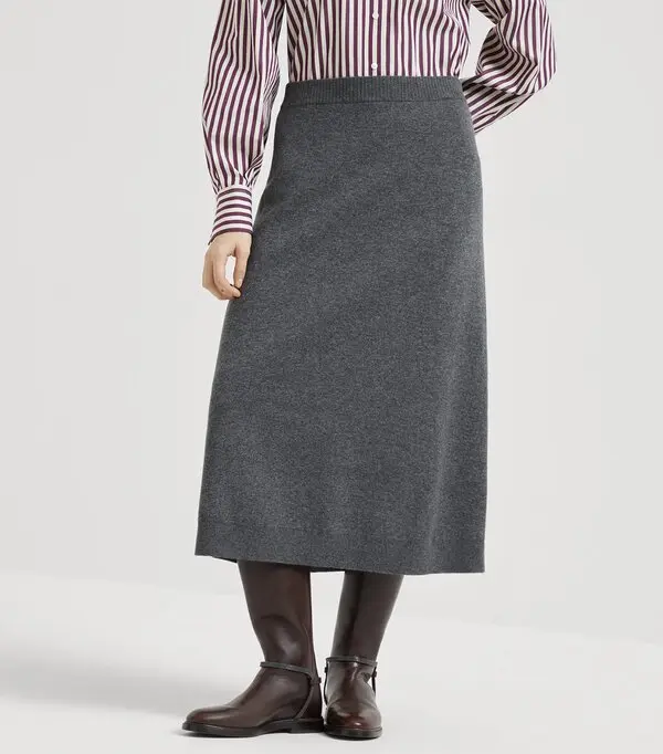 Brunello Cucinelli Cashmere Double-knit Midi Skirt