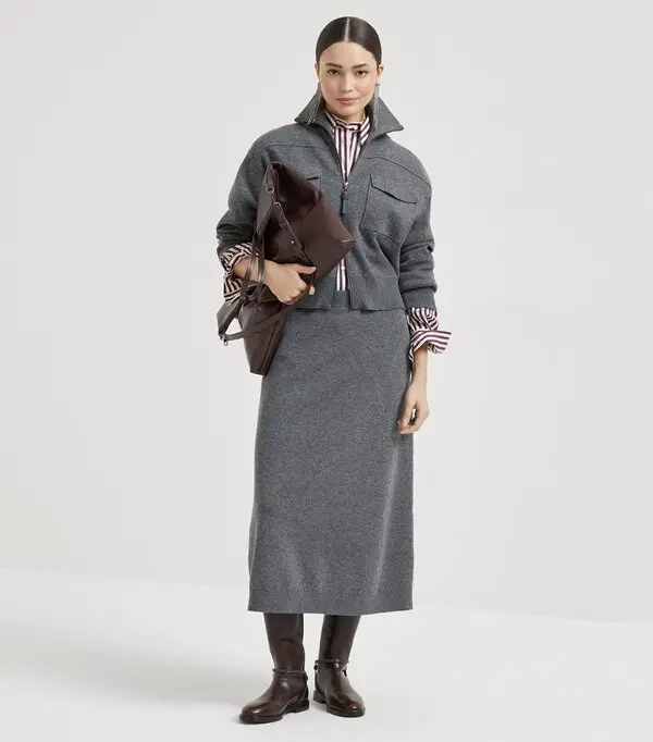 Brunello Cucinelli Cashmere Double-knit Midi Skirt