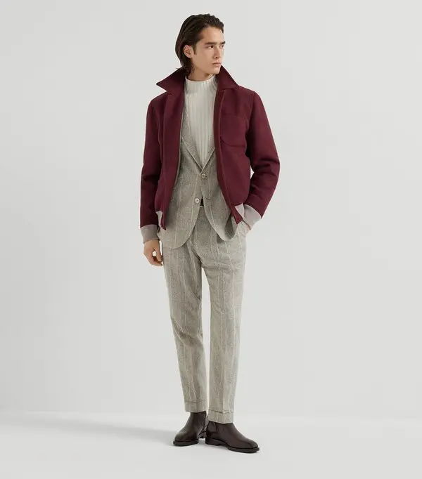 Brunello Cucinelli Wool Flannel Bomber Jacket - Purple