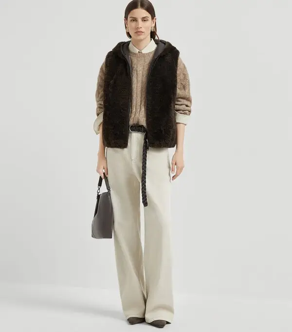 Brunello Cucinelli Cashmere Hooded Vest - Brown | Editorialist