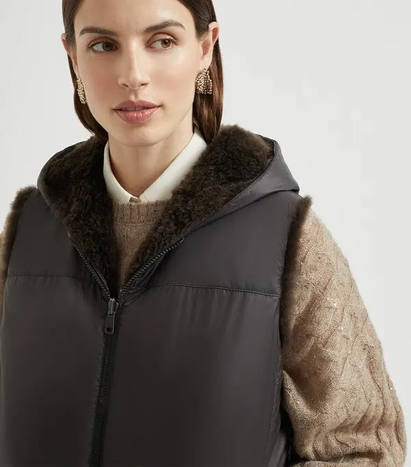 Brunello Cucinelli Cashmere Hooded Vest - Brown | Editorialist